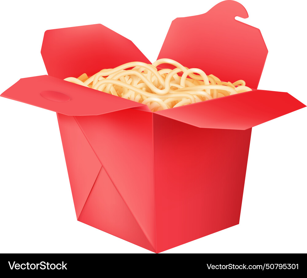 Red noodle box asian fast food pack Royalty Free Vector