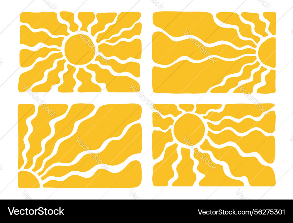 Retro groovy sun set abstract wave rays in trendy Vector Image