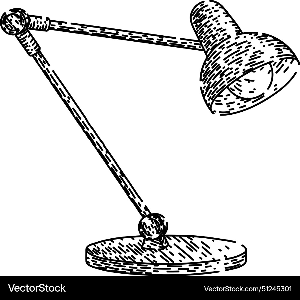 Table desk lamp sketch hand drawn Royalty Free Vector Image