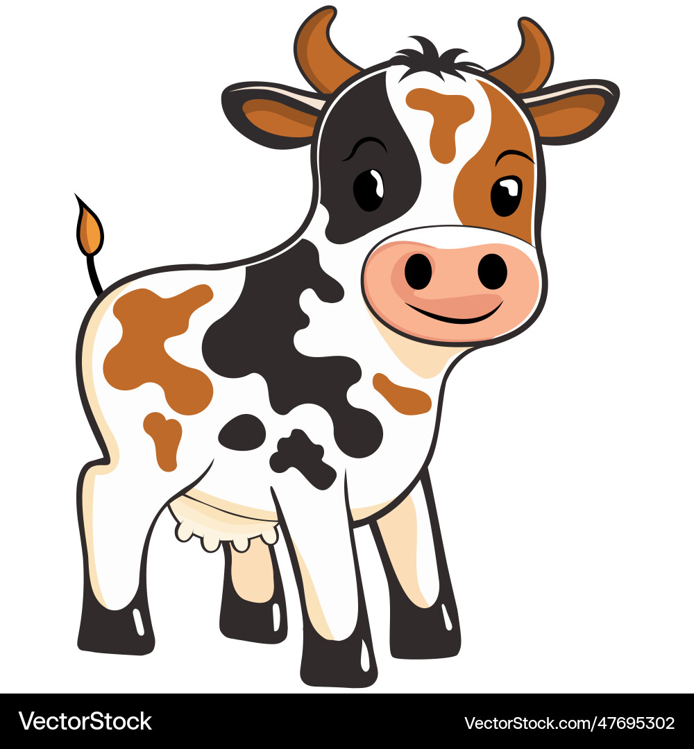 Cow flat cartoon style mascot logo Royalty Free Vector Image