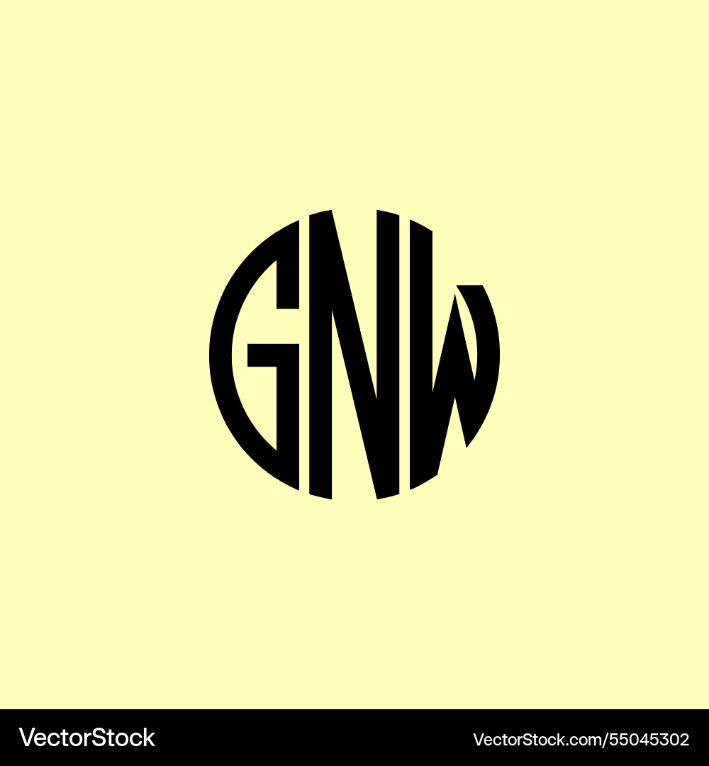 Creative rounded initial letters gnw logo Vector Image