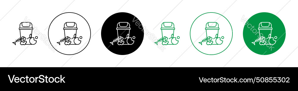 Food waste icon set trash symbol Royalty Free Vector Image