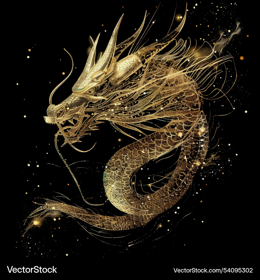 Gold 3d textured glowing glittery abstract snake Vector Image