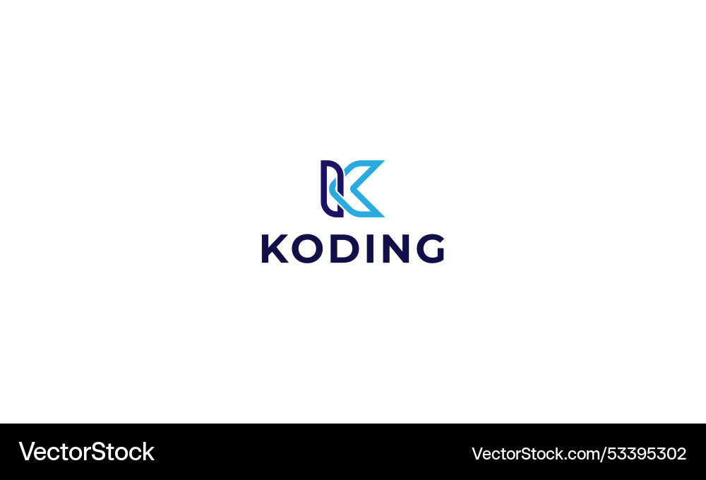 Letter k simple and minimal blue colour logo Vector Image