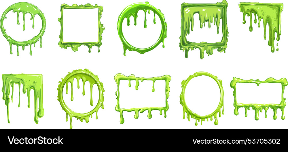 Flüssige grüne Schleim Fließrahmen Set und Ecken
