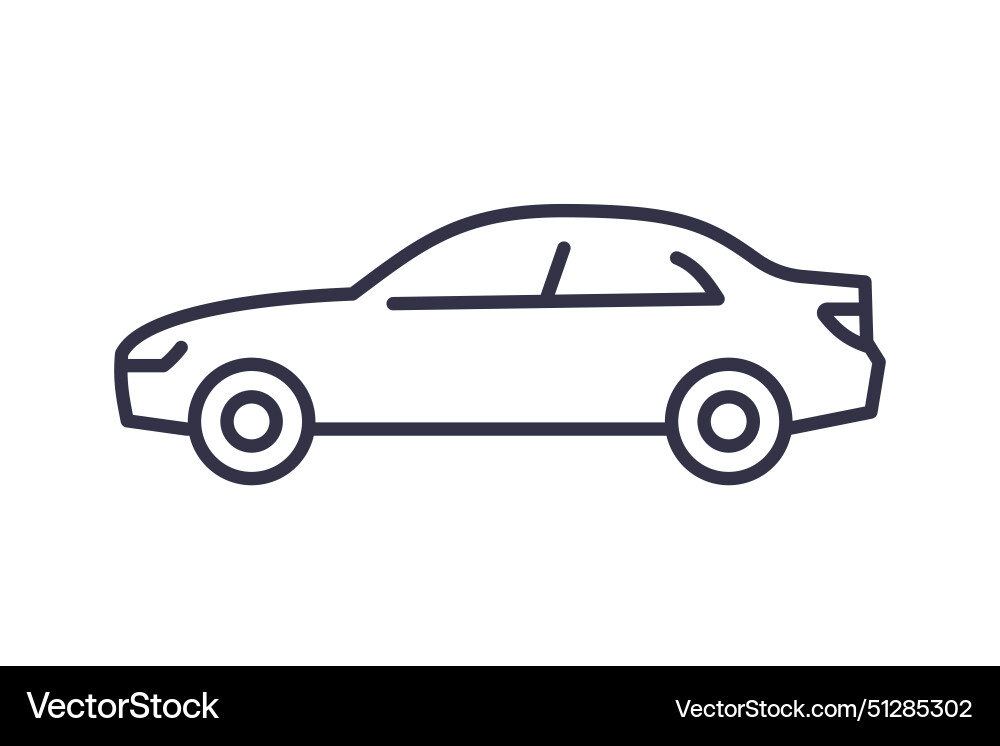 Minimalistic sedan car icon in line art style Vector Image