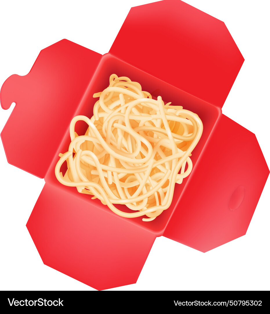 Noodle box top view open wok pack Royalty Free Vector Image