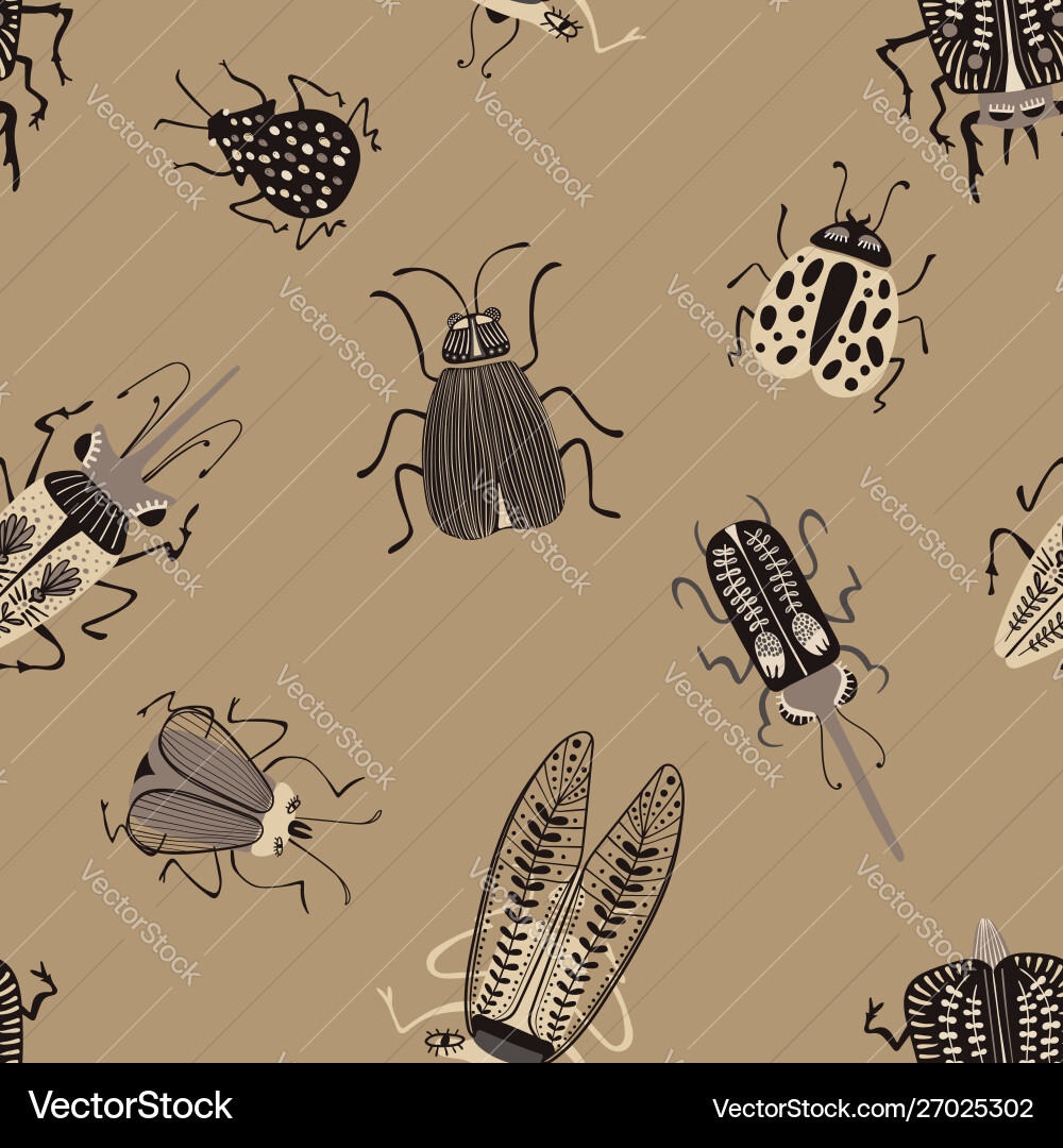 Ornate Bug Pattern - Folk Art Royalty Free Vector Image