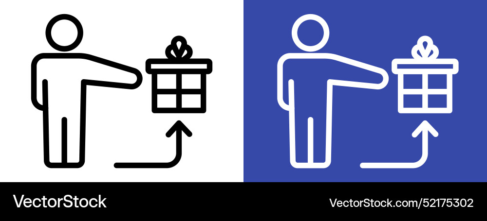 Person offer gift logo sign set outline Royalty Free Vector