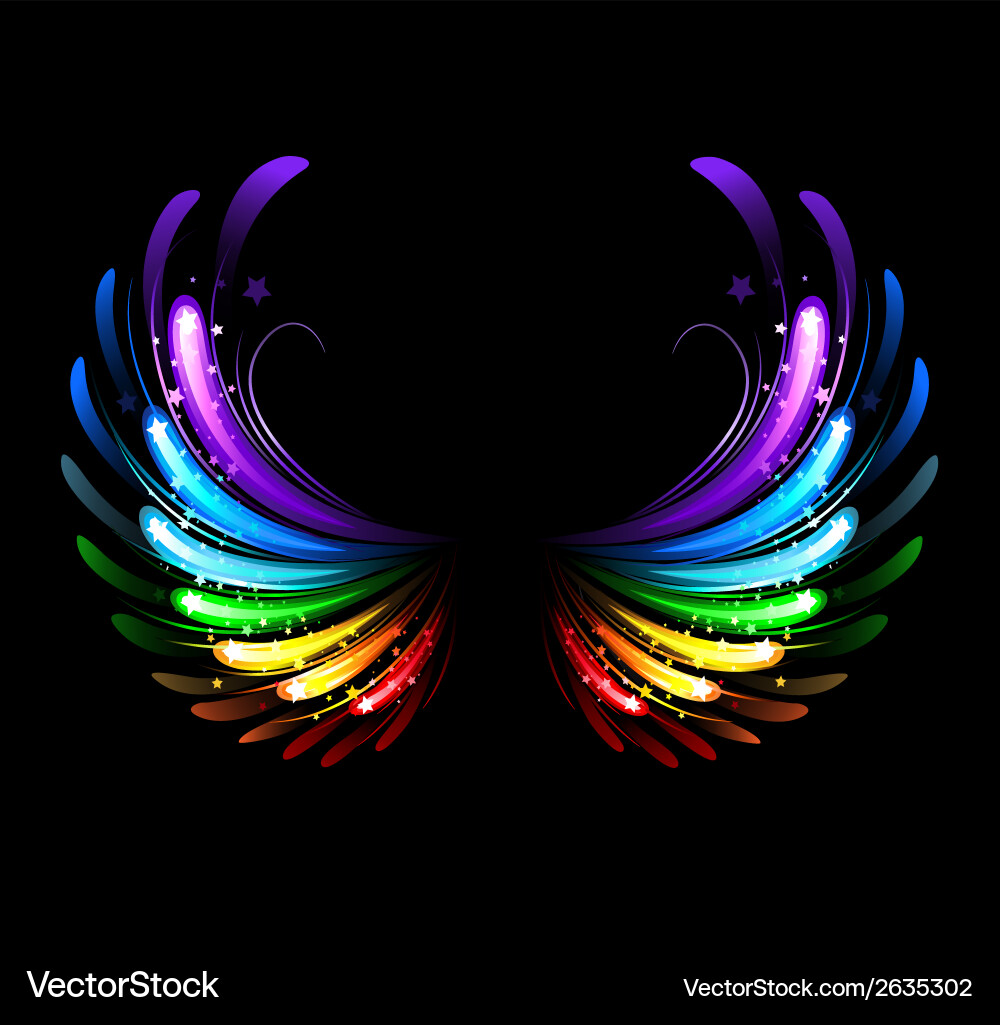 Rainbow wings Royalty Free Vector Image - VectorStock