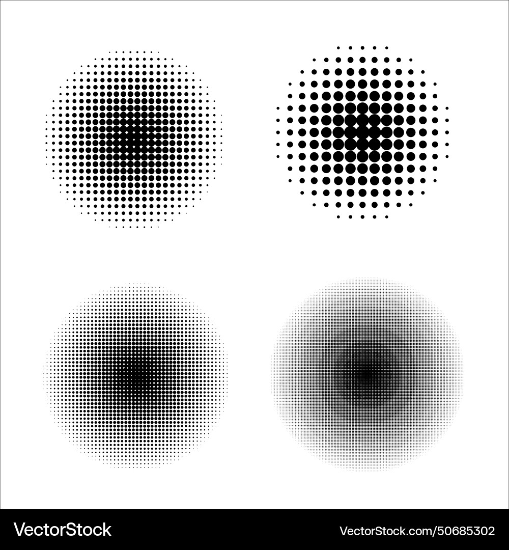 Set of abstract halftone dot circles Royalty Free Vector