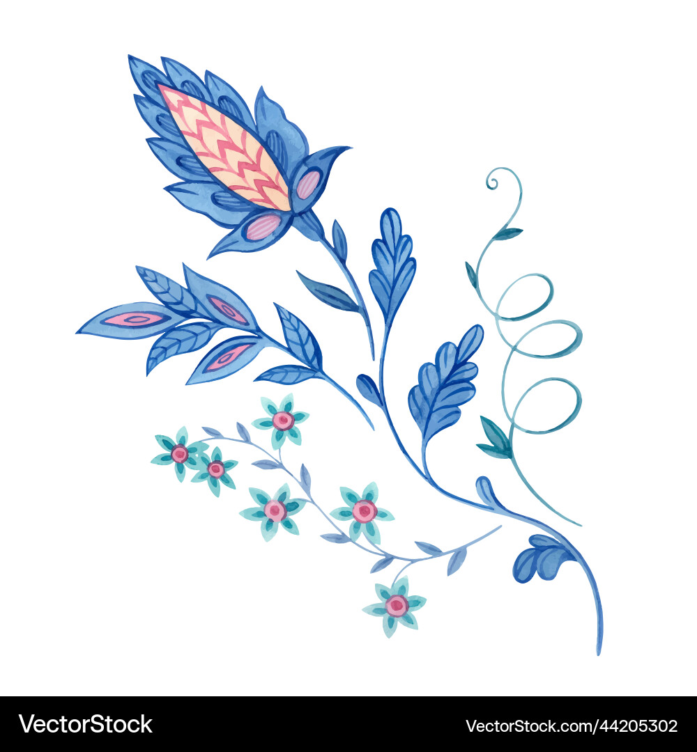 Turkish Floral Watercolor Royalty Free Vector Image