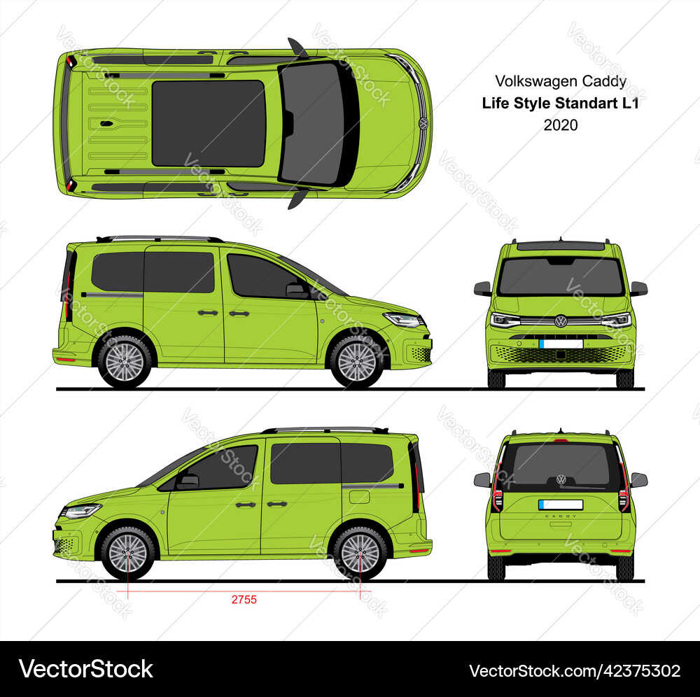 Vw caddy life style standart passenger van 2020 Vector Image