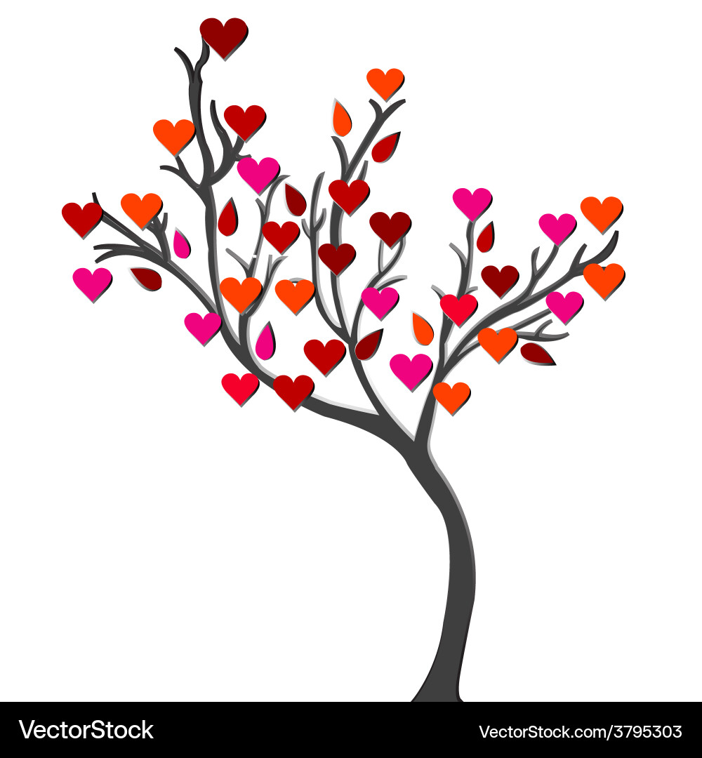 Card with love tree over white background Vector Image