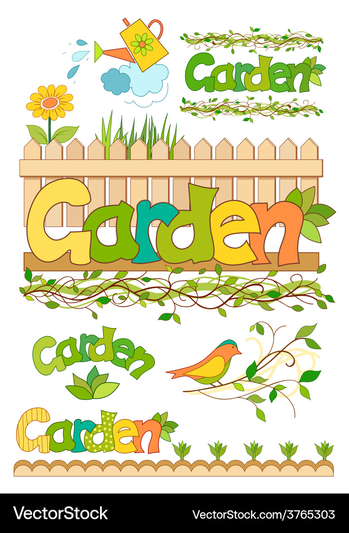 Garden set Royalty Free Vector Image - VectorStock