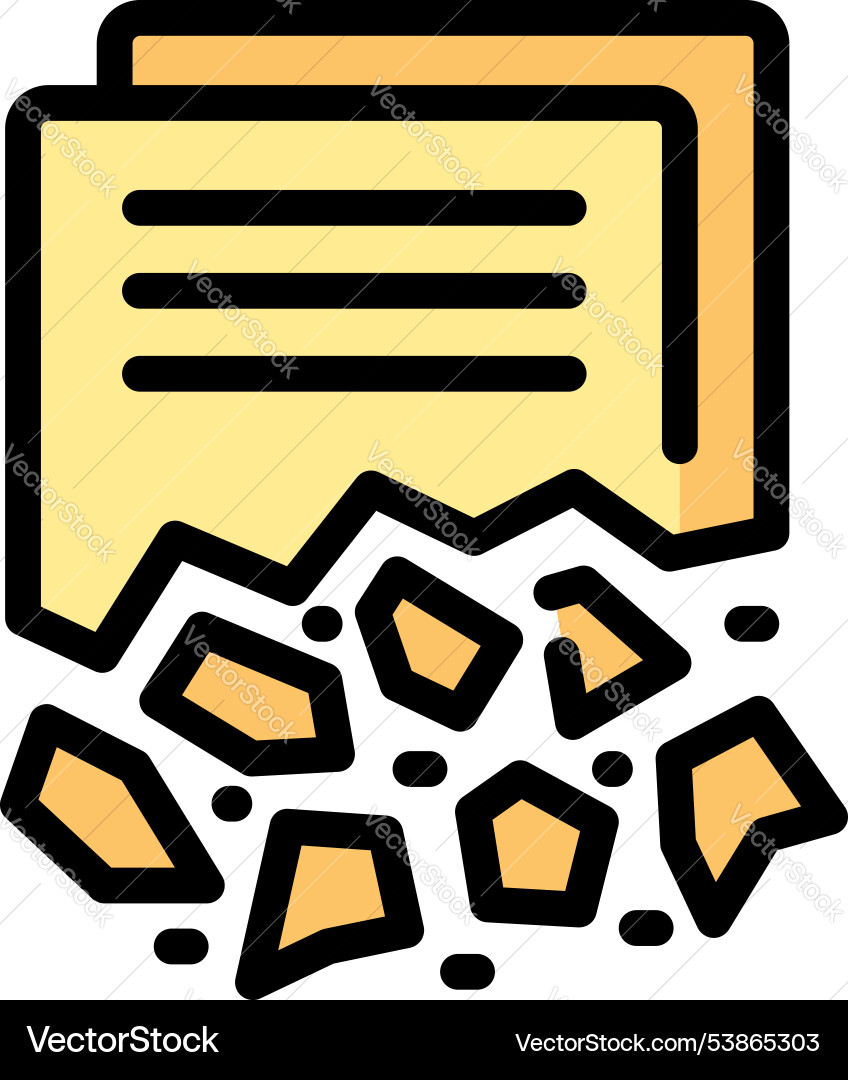 Paper document crumbling into small pieces icon Vector Image