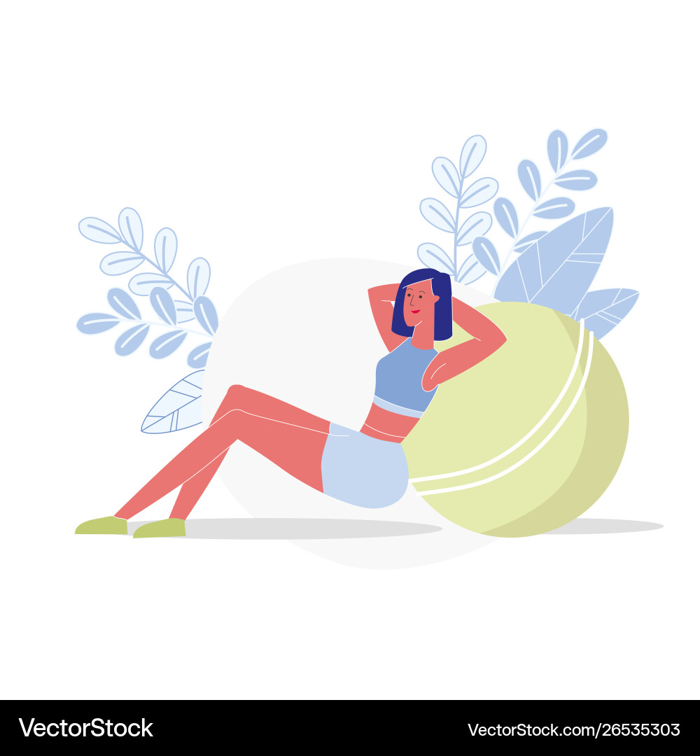 Stability ball crunches flat Royalty Free Vector Image
