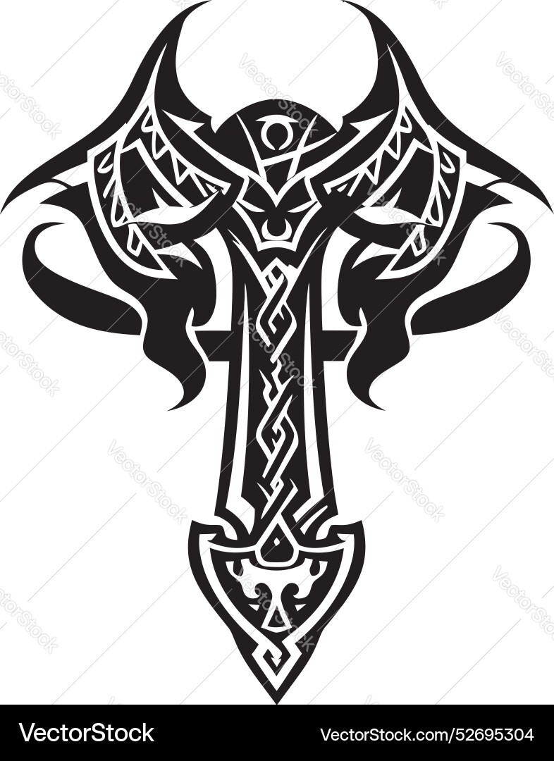 Barbarians barrage battle axe iconic logo Vector Image