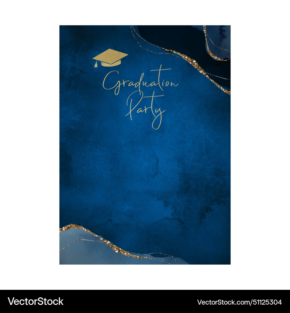 Blue golden frame graduate card Royalty Free Vector Image