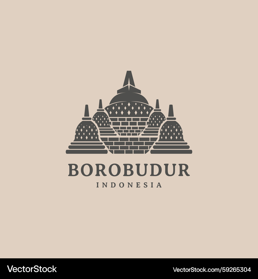 Borobudur Stupa Logo - Indonesia Royalty Free Vector Image