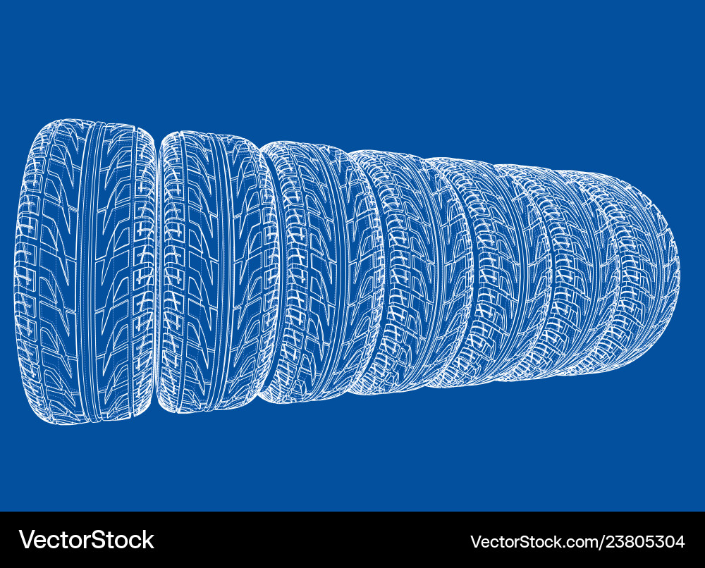 Car tires concept rendering of 3d Royalty Free Vector Image