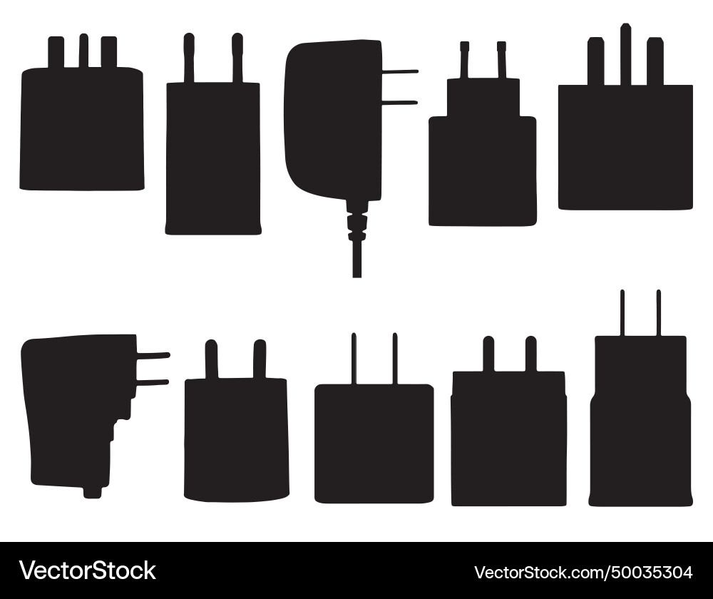 Charging adapter silhouette art Royalty Free Vector Image