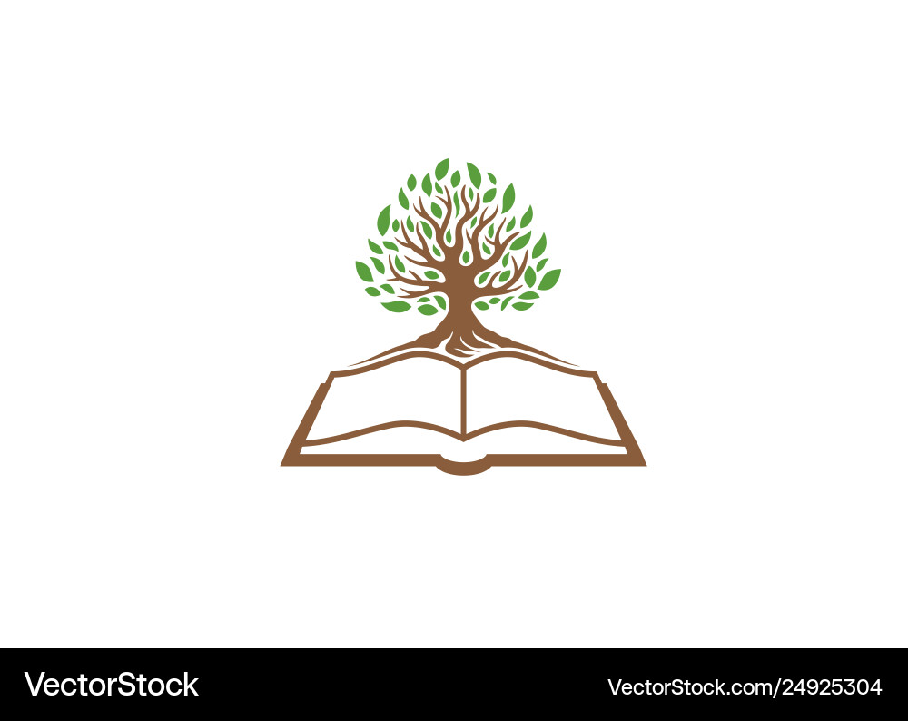 Creative book tree logo design Royalty Free Vector Image
