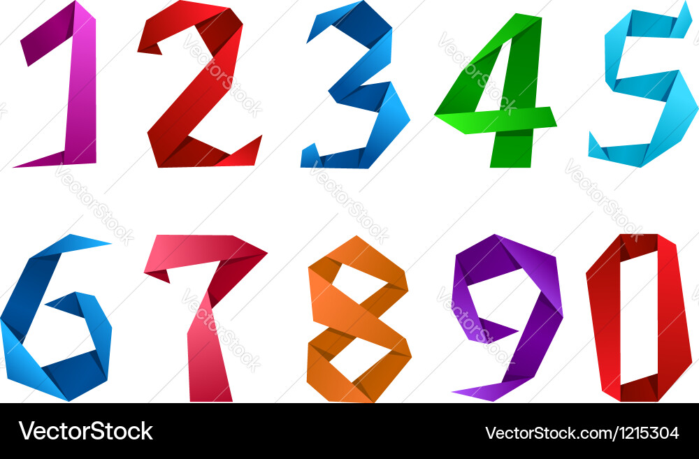 Digits and numbers in origami style Royalty Free Vector