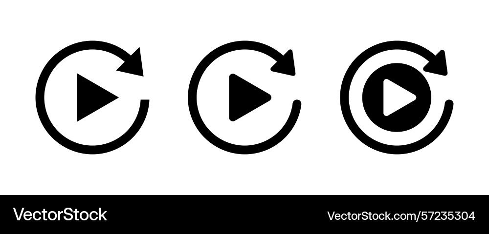 Replay icon or video play button sign Royalty Free Vector