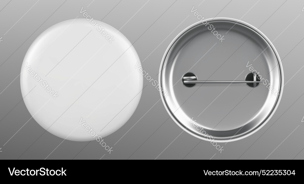 White round pin button mockup template Royalty Free Vector