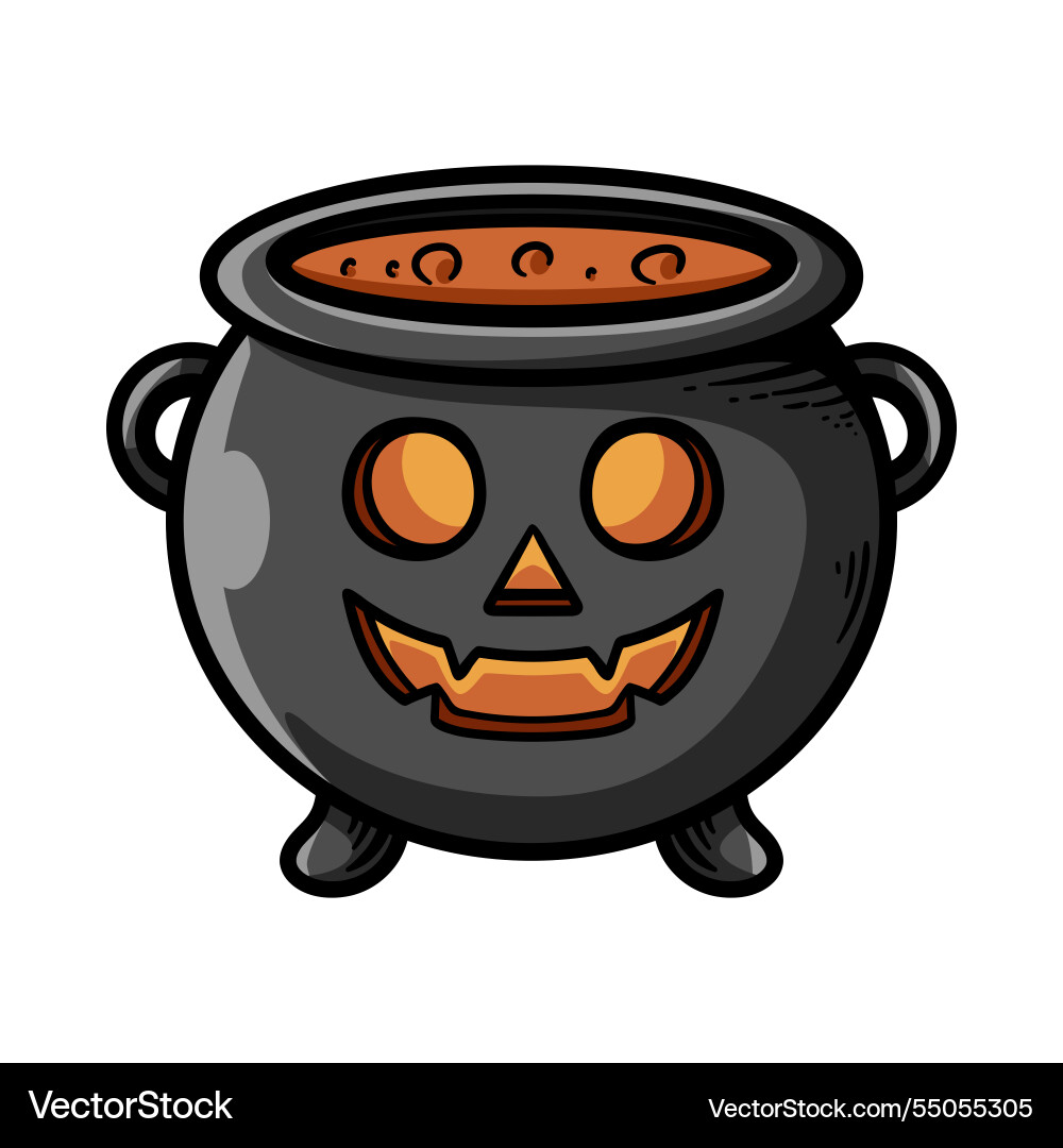 Cartoon cauldron with halloween isolated Vector Image