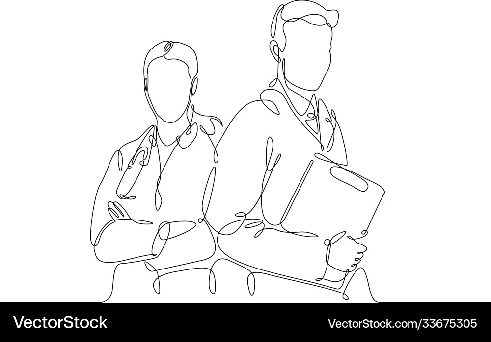 Continuous one line drawing doctor Royalty Free Vector Image