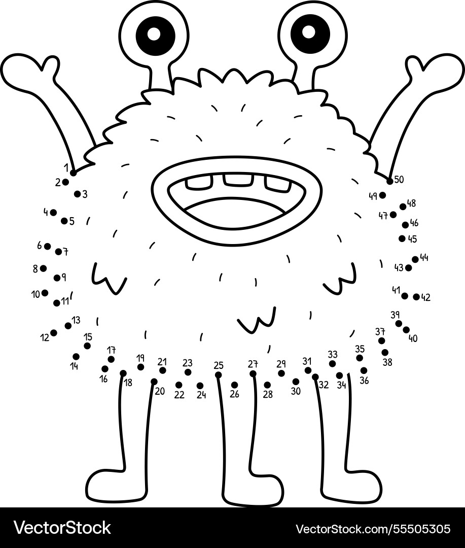 Dot to talking monster isolated coloring page Vector Image