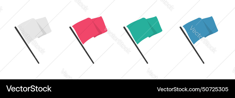 Flag white waving icon set pennant red graphic Vector Image