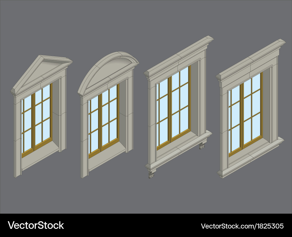 Isometric windows set Royalty Free Vector Image