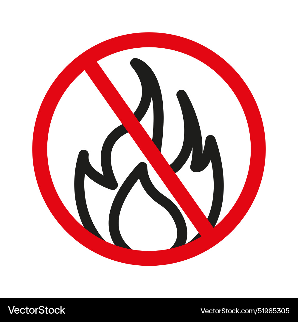 No open flames sign featuring a clear no-fire Vector Image