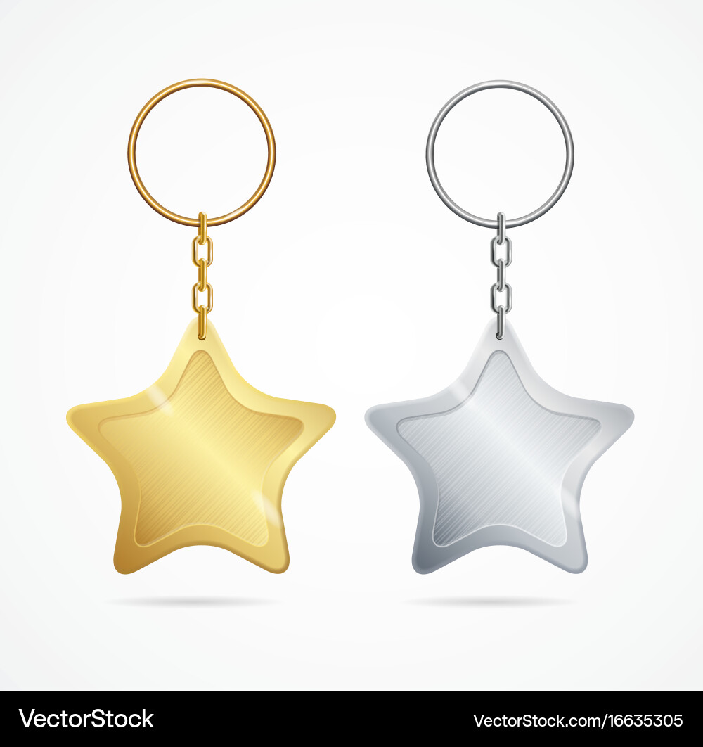 Realistic template metal keychains set Royalty Free Vector