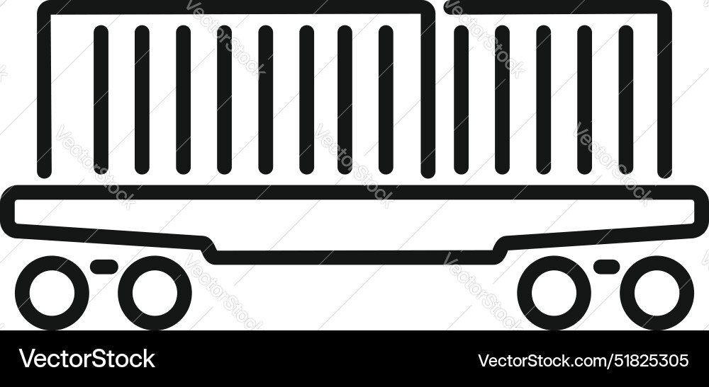 Train wagon carrying cargo container line icon Vector Image