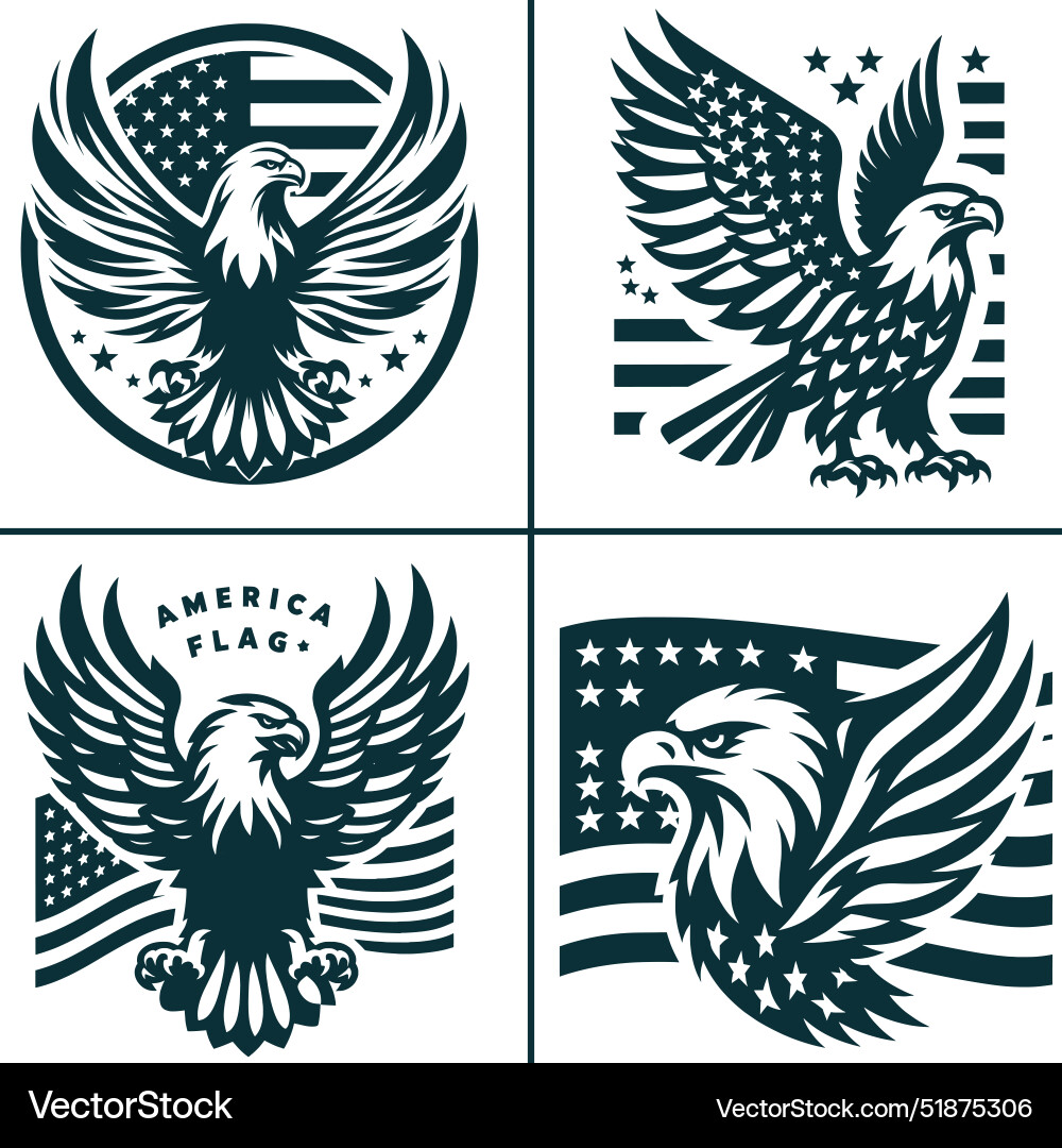 Eagle with flag silhouette filesoutline ea Vector Image