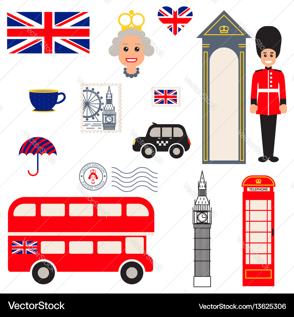England traditional symbols Royalty Free Vector Image