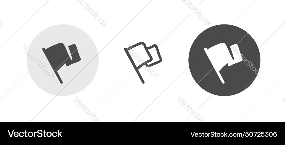 Flag waving icon simple pictogram logo set line Vector Image