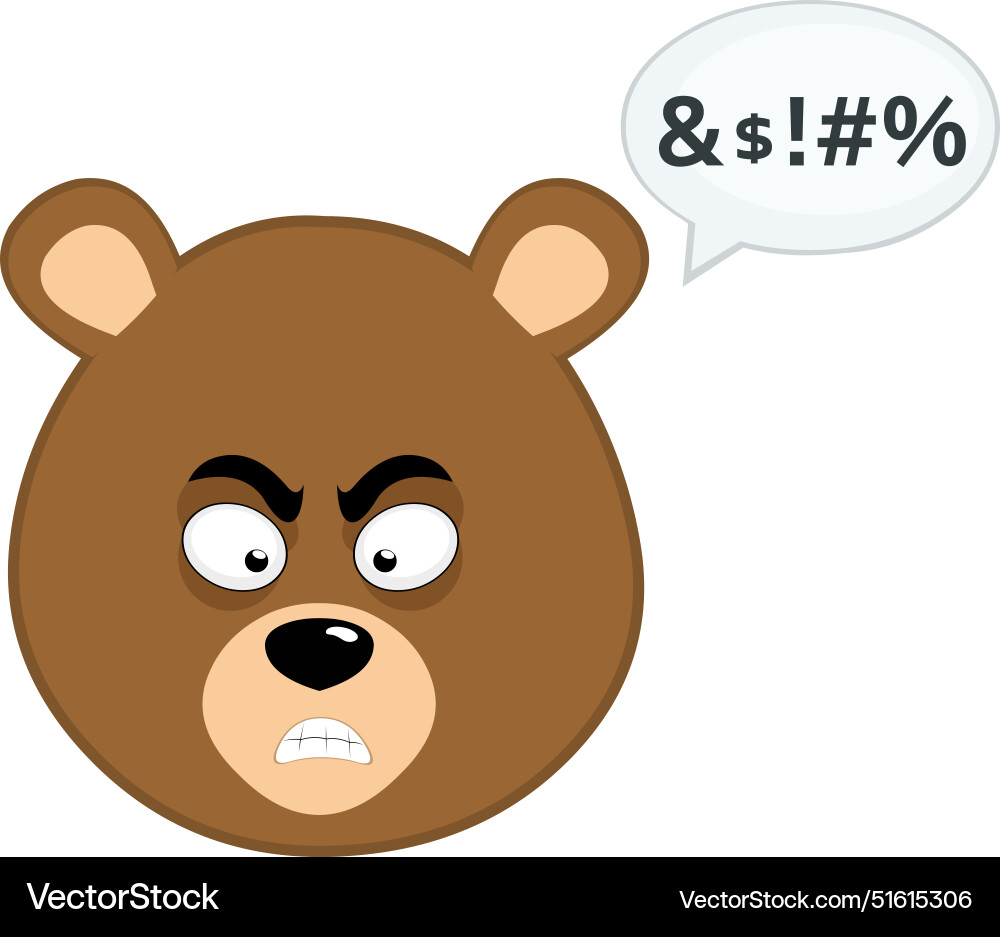 Head brown bear cartoon insult speech bubble Vector Image