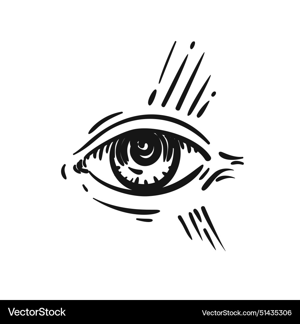 Single human eye with rays of light or glory hand Vector Image