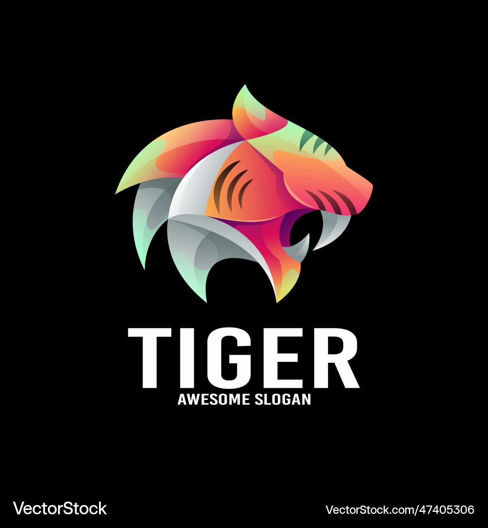 Tiger gradient mascot logo Royalty Free Vector Image
