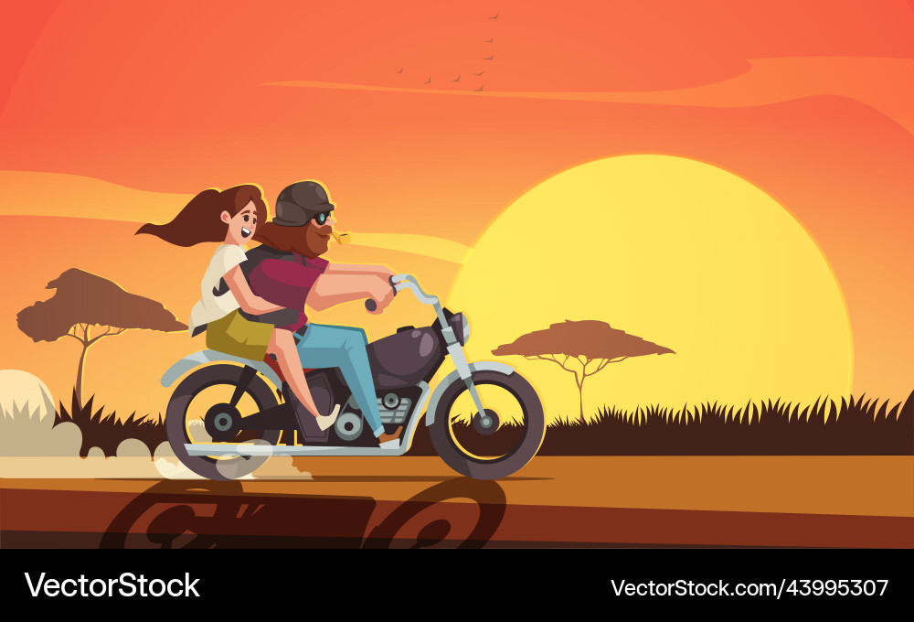 Biker and girl scene Royalty Free Vector Image