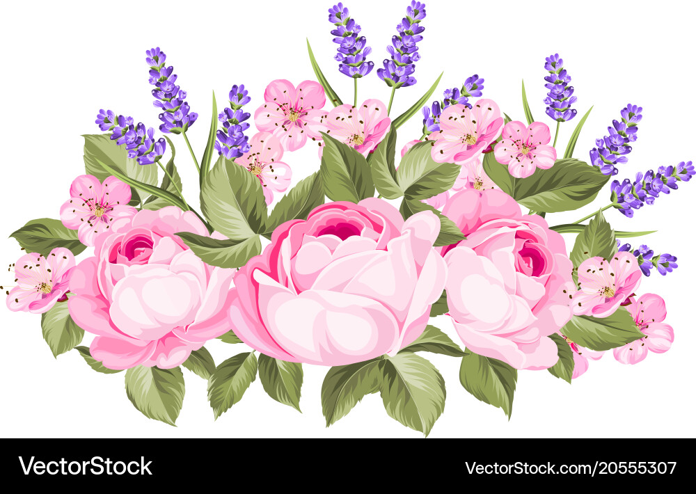 Blooming spring flowers garland Royalty Free Vector Image