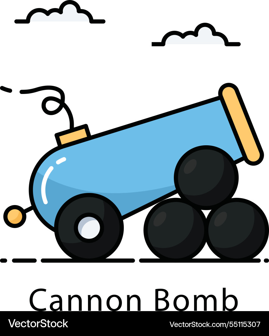 Cannon bomb outline icon style Royalty Free Vector Image