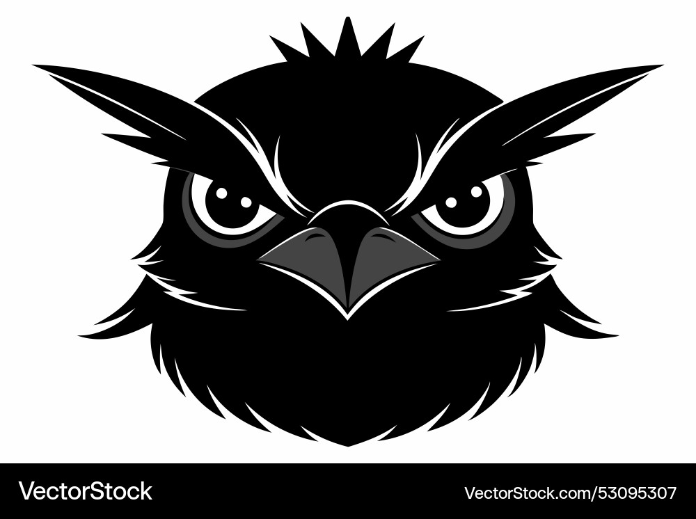 Cuckoo face black silhouette c Royalty Free Vector Image