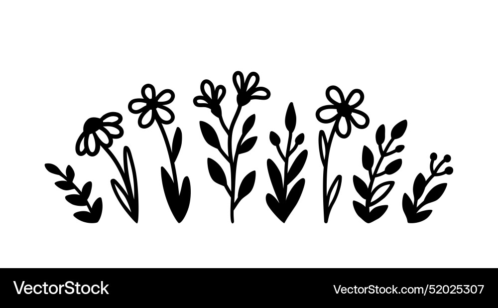 Floral botanical pattern with flowers and branches
