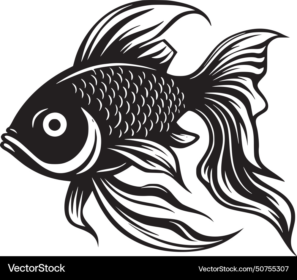 Goldfish - black and white isolated icon Vector Image